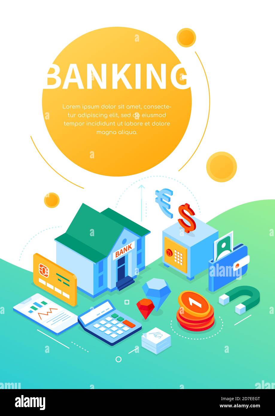 Banking and investment - modern colorful isometric web banner Stock ...