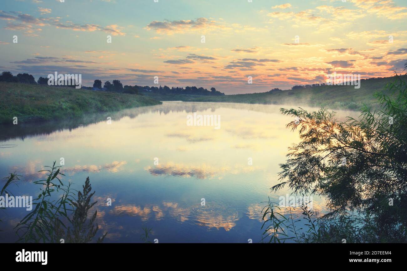 Summer river in foggy hi-res stock photography and images - Alamy