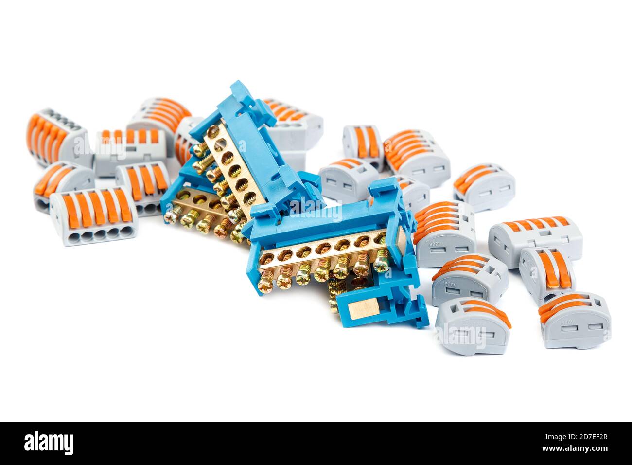 Electrical terminal blocks isolated on white background Stock Photo - Alamy