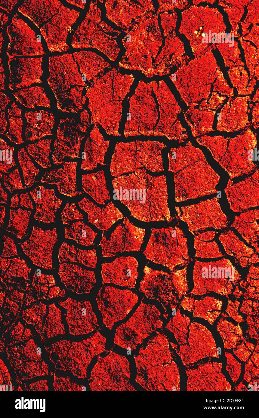 Abstract background of red cracked land Stock Photo - Alamy