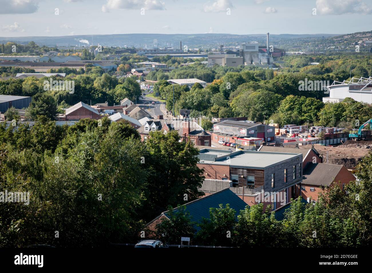 An elevated landscape view over this northern town, showing the urban ...