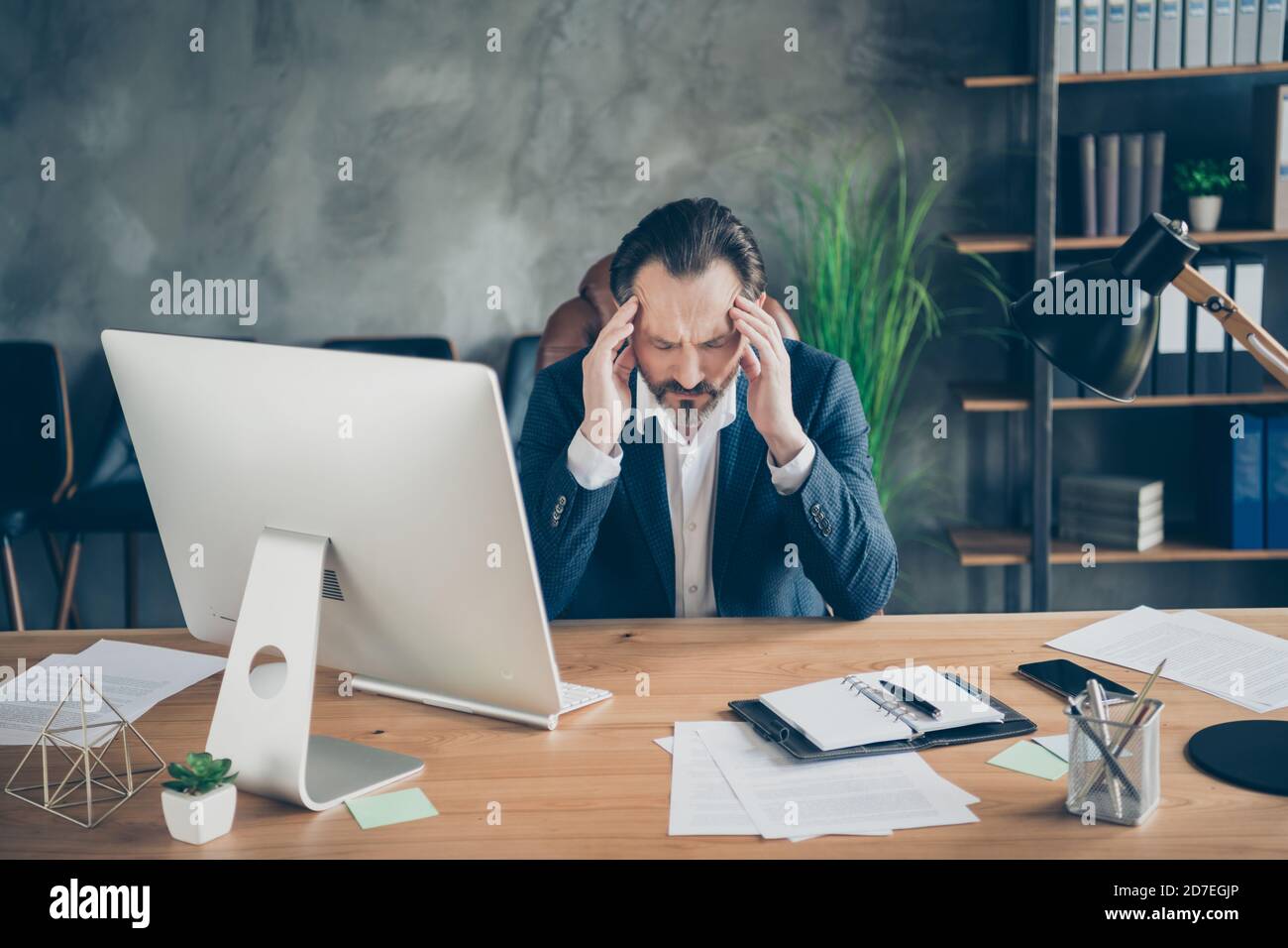 Portrait of his he nice handsome frustrated tired exhausted man ...