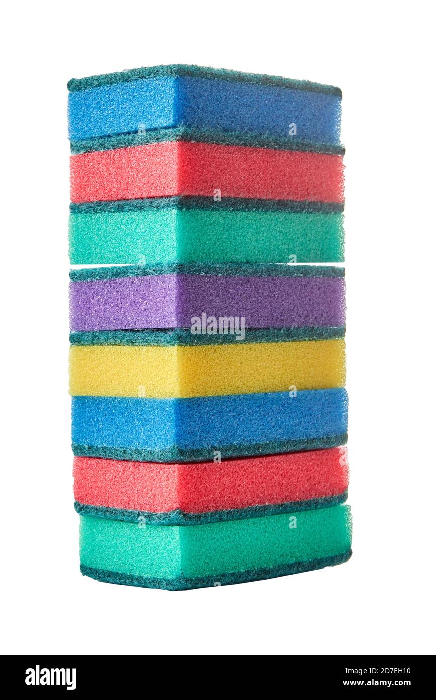 colored kitchen sponge isolated on white background Stock Photo - Alamy
