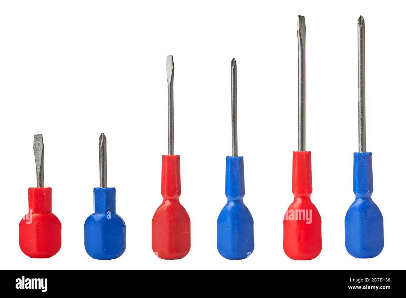 Red and blue shiny metal and plastic tool screwdriver for repair Stock ...