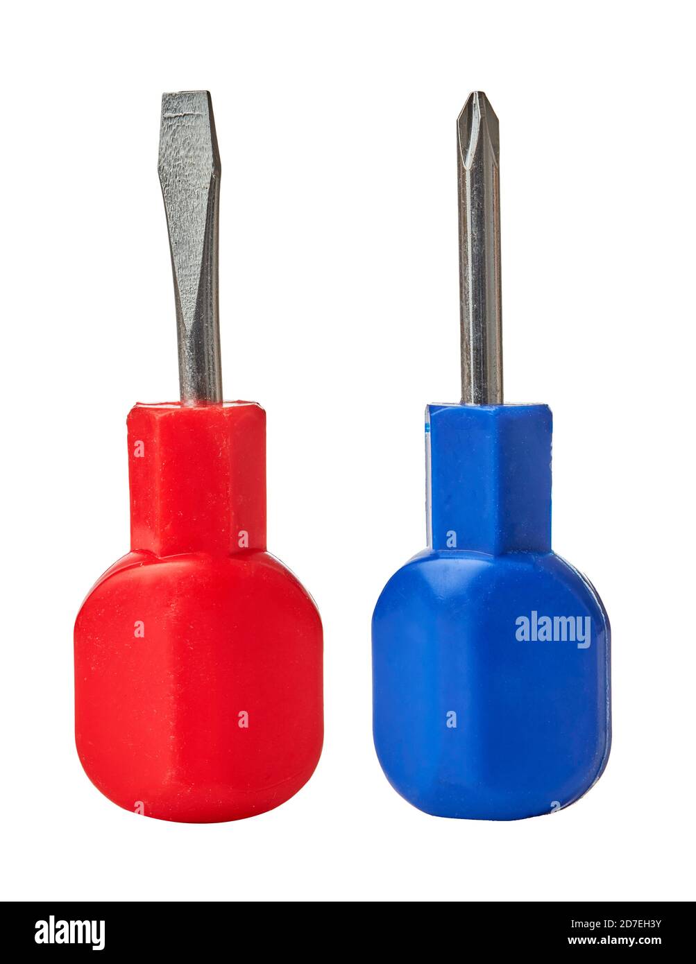 Red and blue shiny metal and plastic tool screwdriver for repair Stock ...