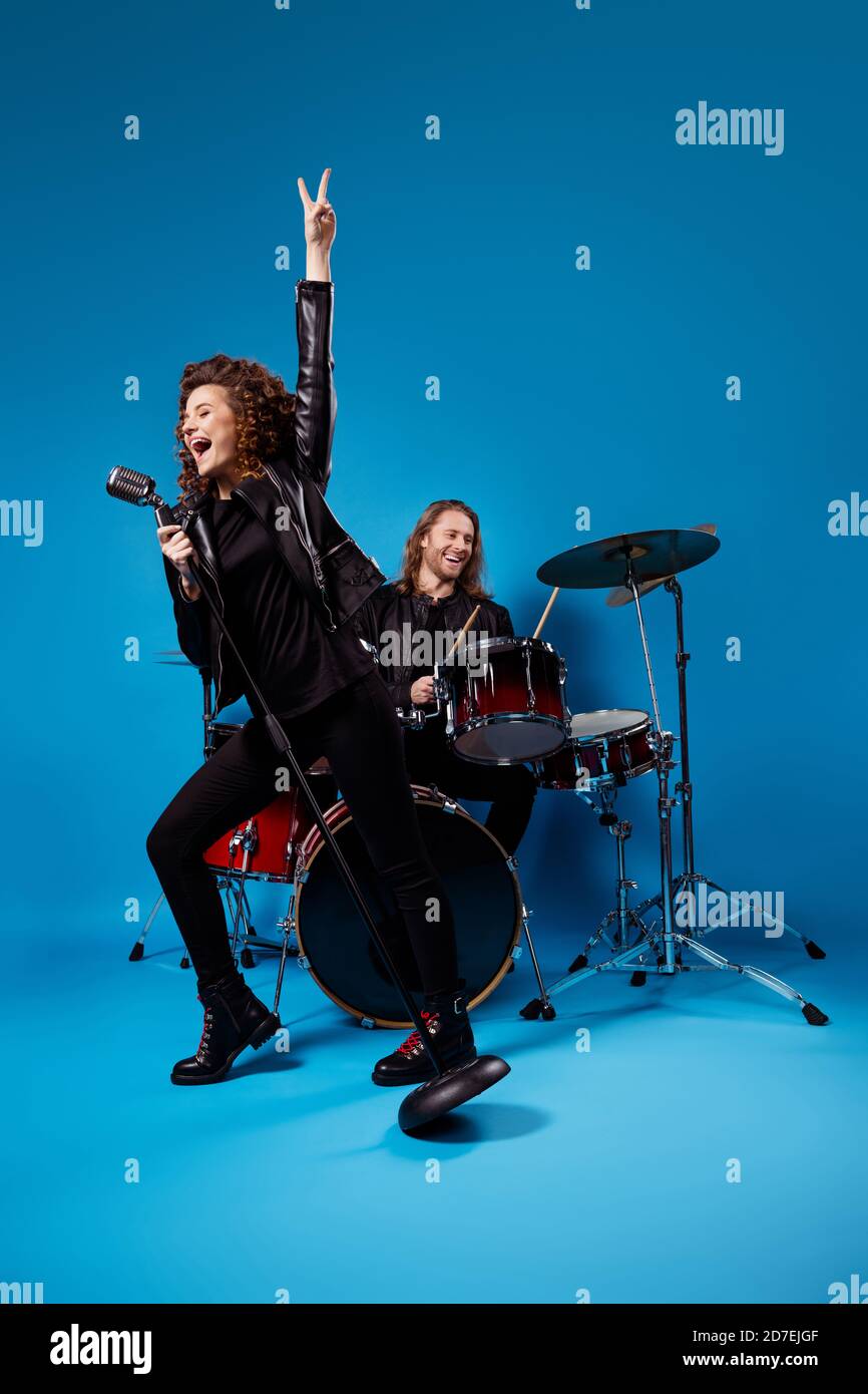 World rock concert leisure tour meet famous rockers. Full body photo of ...