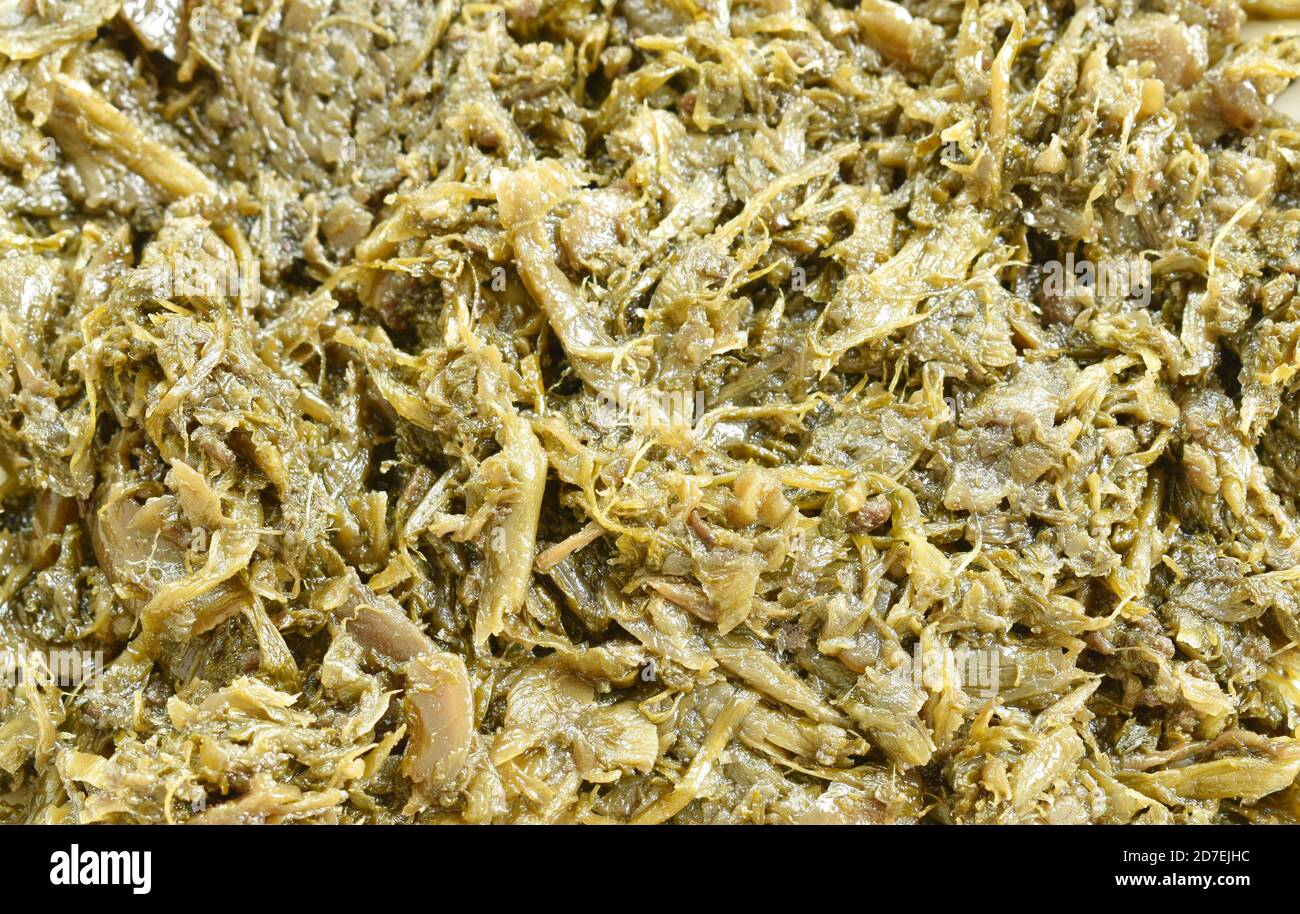 stir fried pickled mustard or Gan Lan Cai close up of Chinese food made ...