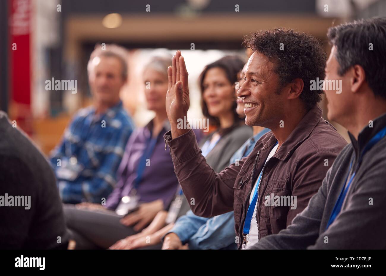 Woman raising hand question hi-res stock photography and images - Alamy