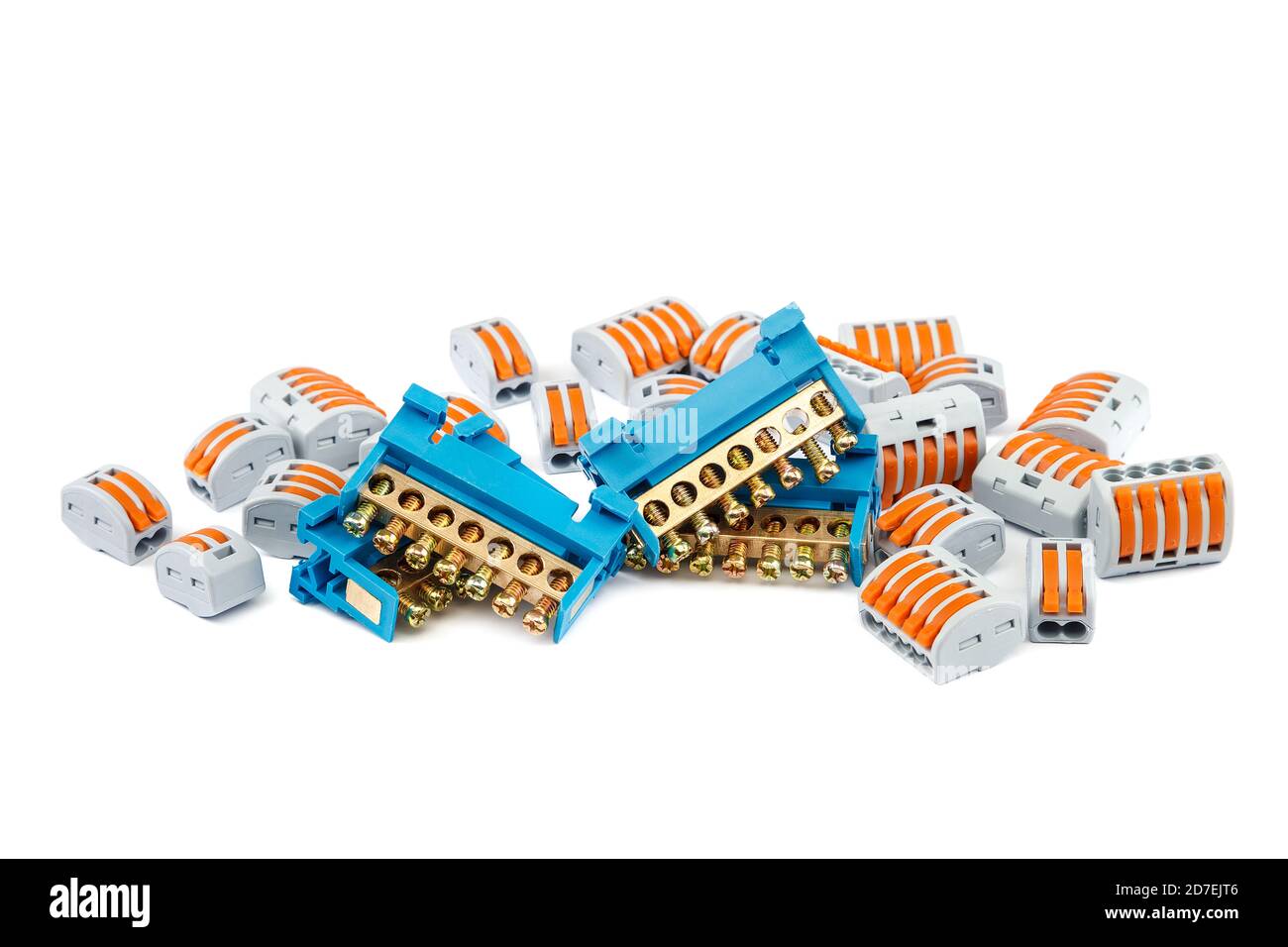 Electrical terminal blocks isolated on white background Stock Photo - Alamy