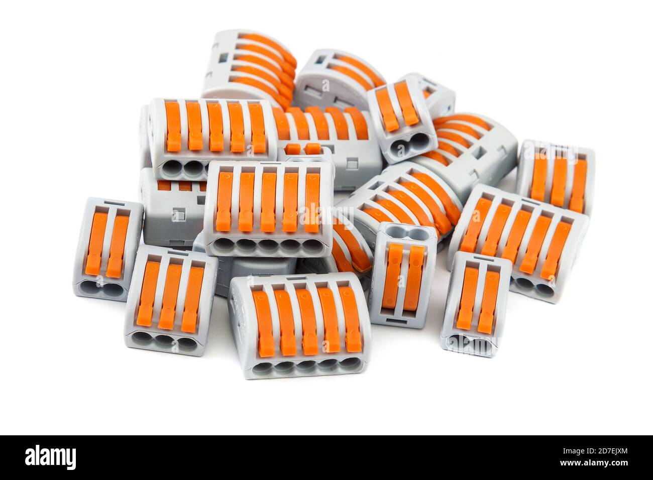 Electrical terminal blocks isolated on white background Stock Photo - Alamy