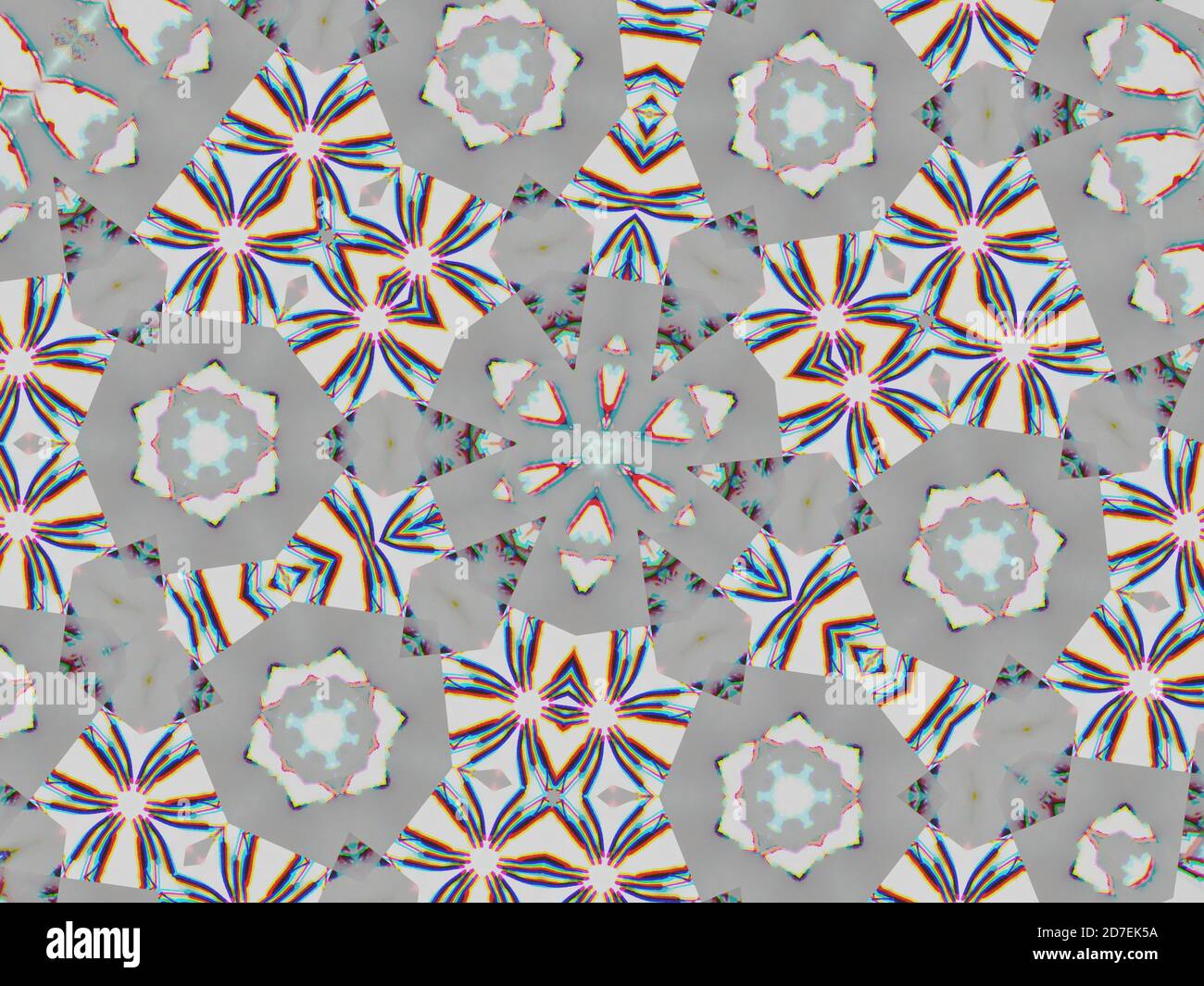 Kaleidoscope pattern with polygon and rhombus figures on a three-petal ...