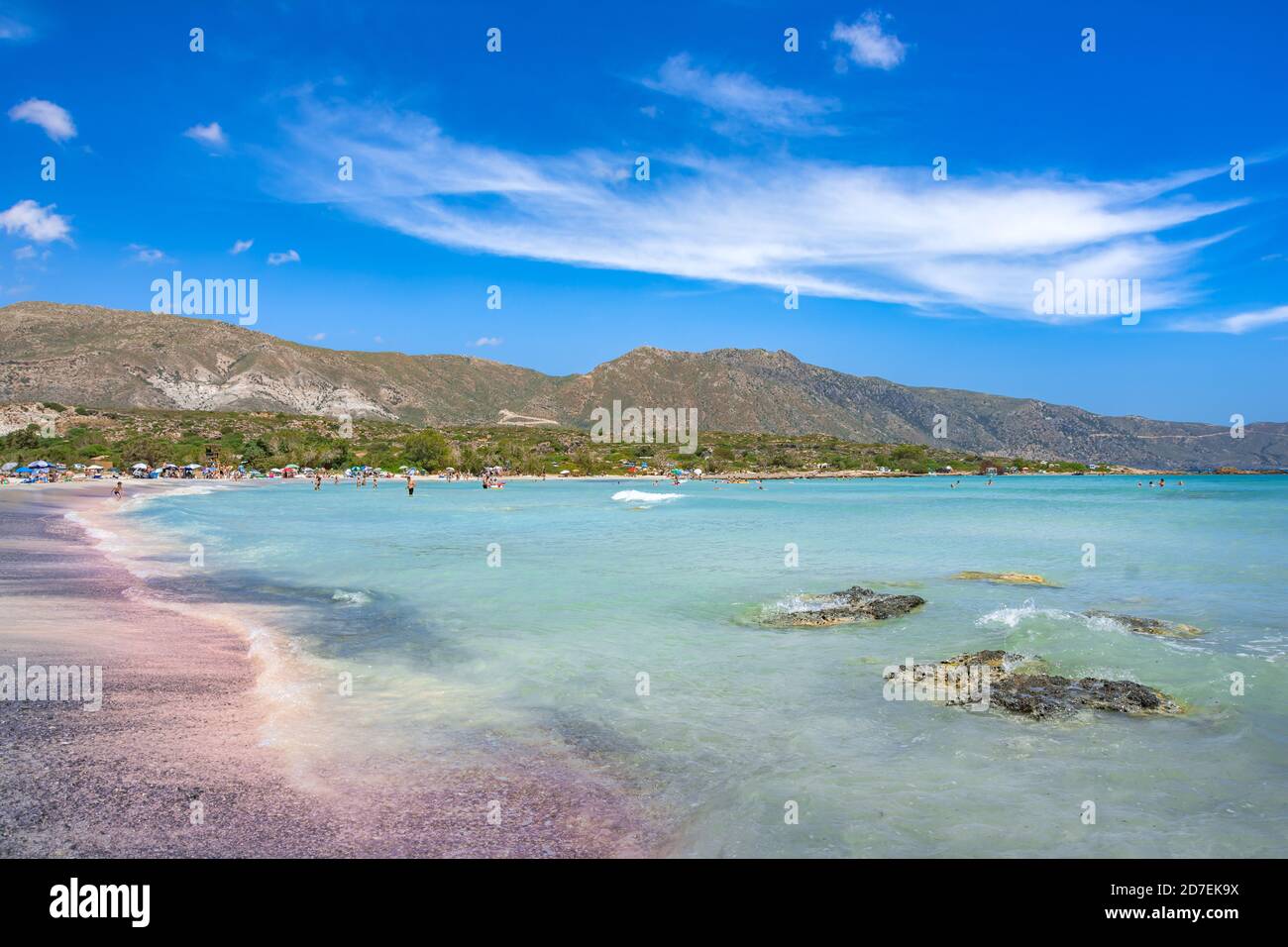 Tropical sandy beach with turquoise water, in Elafonisi, Crete, Greece ...