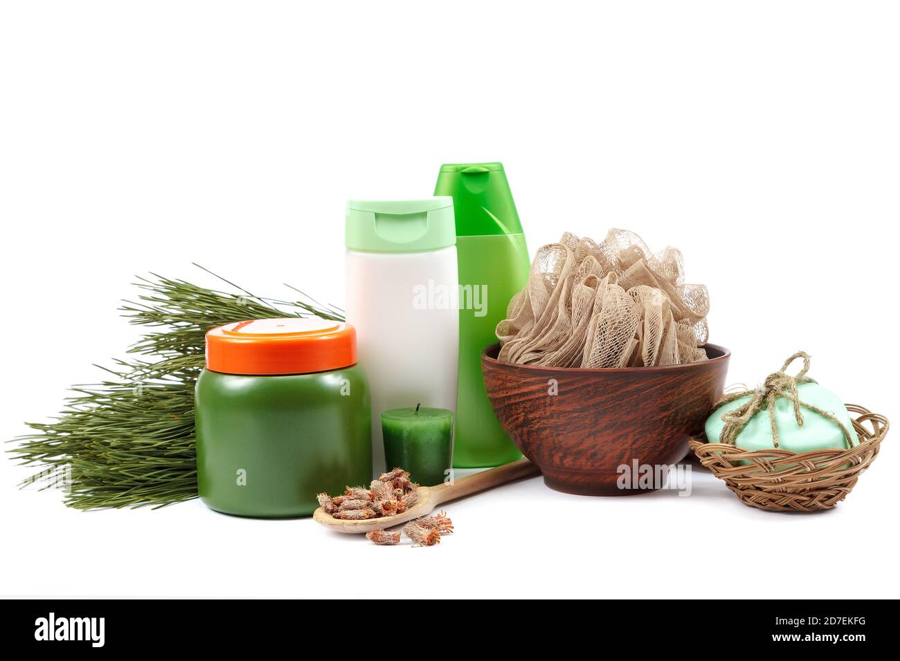 Hygiene products, shampoo, towel, washcloth isolated on white ...