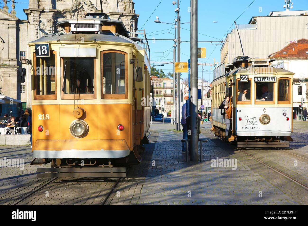 Two cable cars in Porto Stock Photo - Alamy