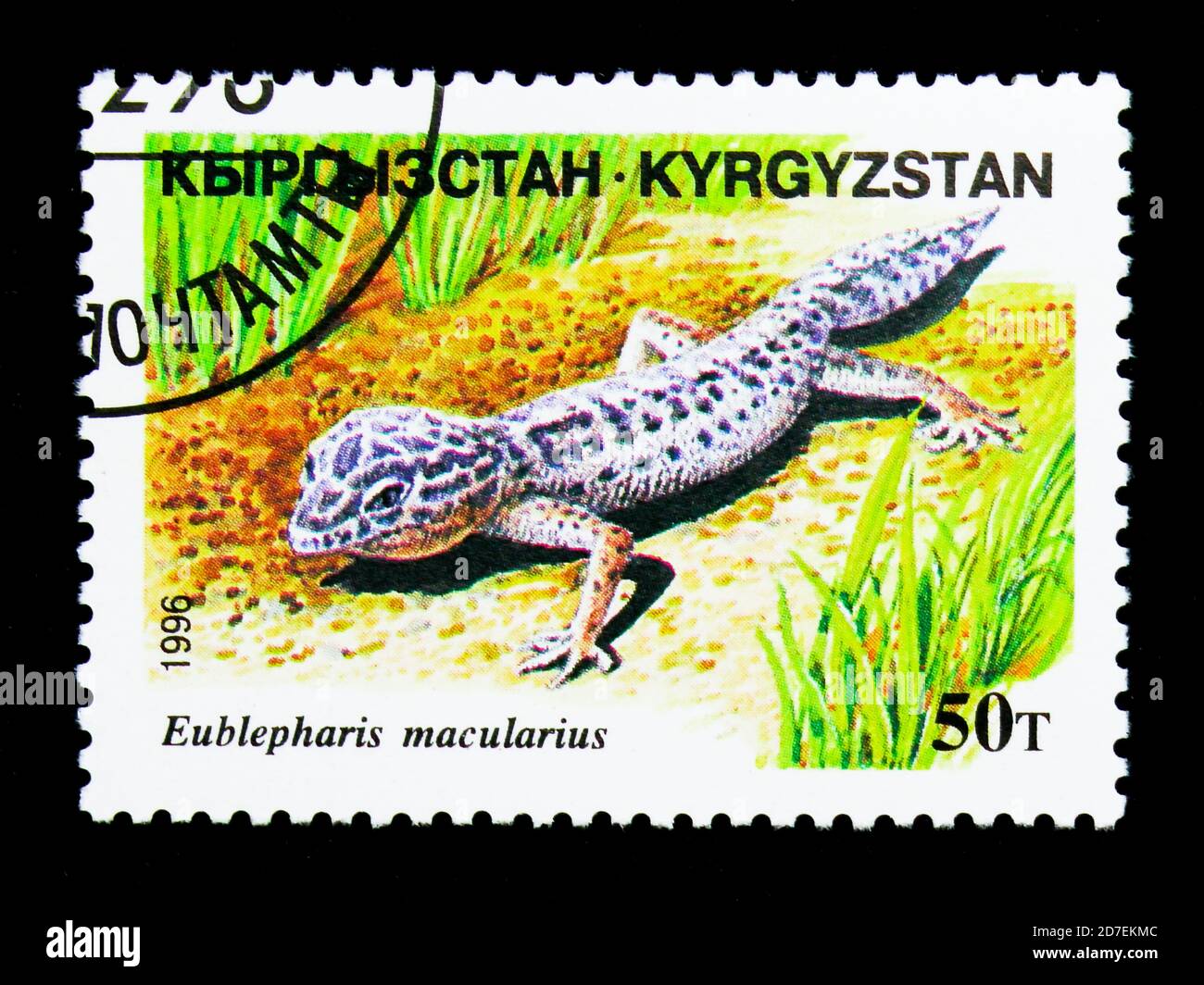 MOSCOW, RUSSIA - NOVEMBER 26, 2017: A stamp printed in Kyrgyzstan shows ...