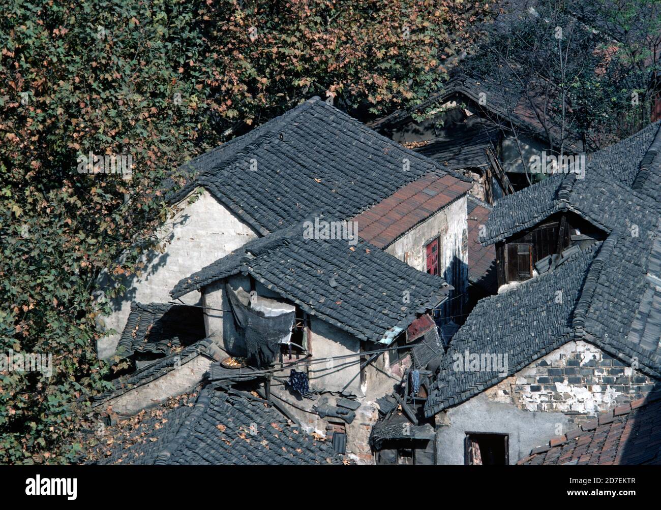Cluster of houses in Chinese village outside Nanjing, China, 1980 Stock ...