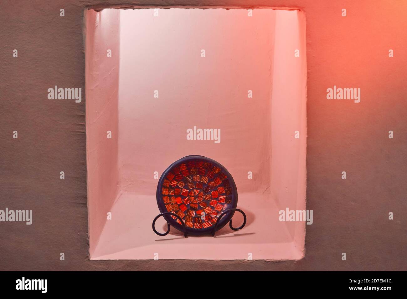 Arab clay plate blue with red patterns. Dish with an abstract pattern ...
