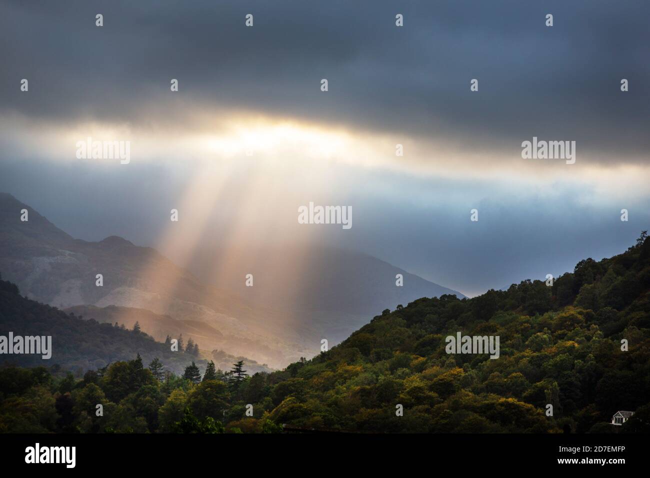Shafts of sunlight over Ambleside, Lake District, UK Stock Photo - Alamy