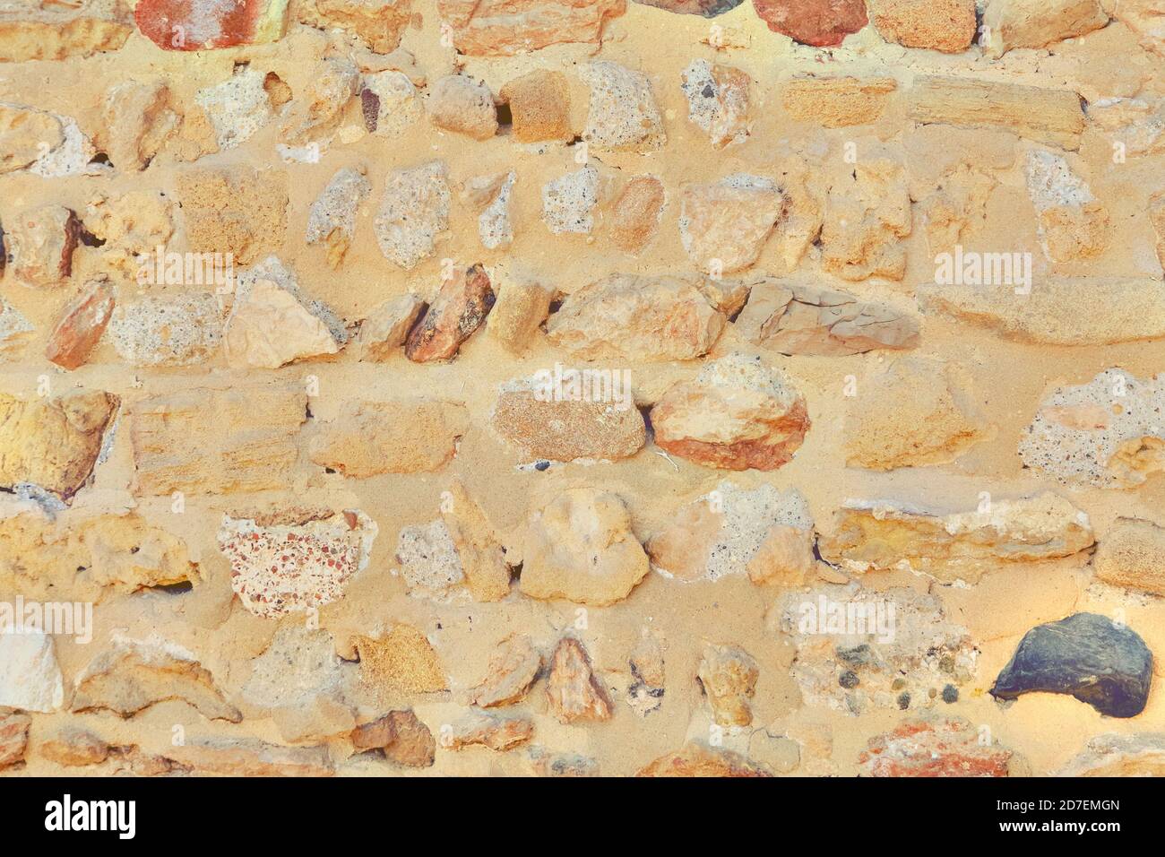Ancient masonry brickwork with limestone, texture. Background of sand ...