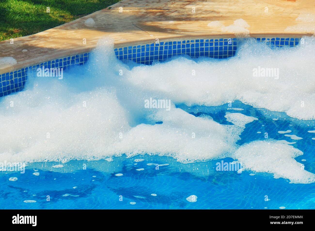 Thick foam on the water in the hotel pool Stock Photo - Alamy