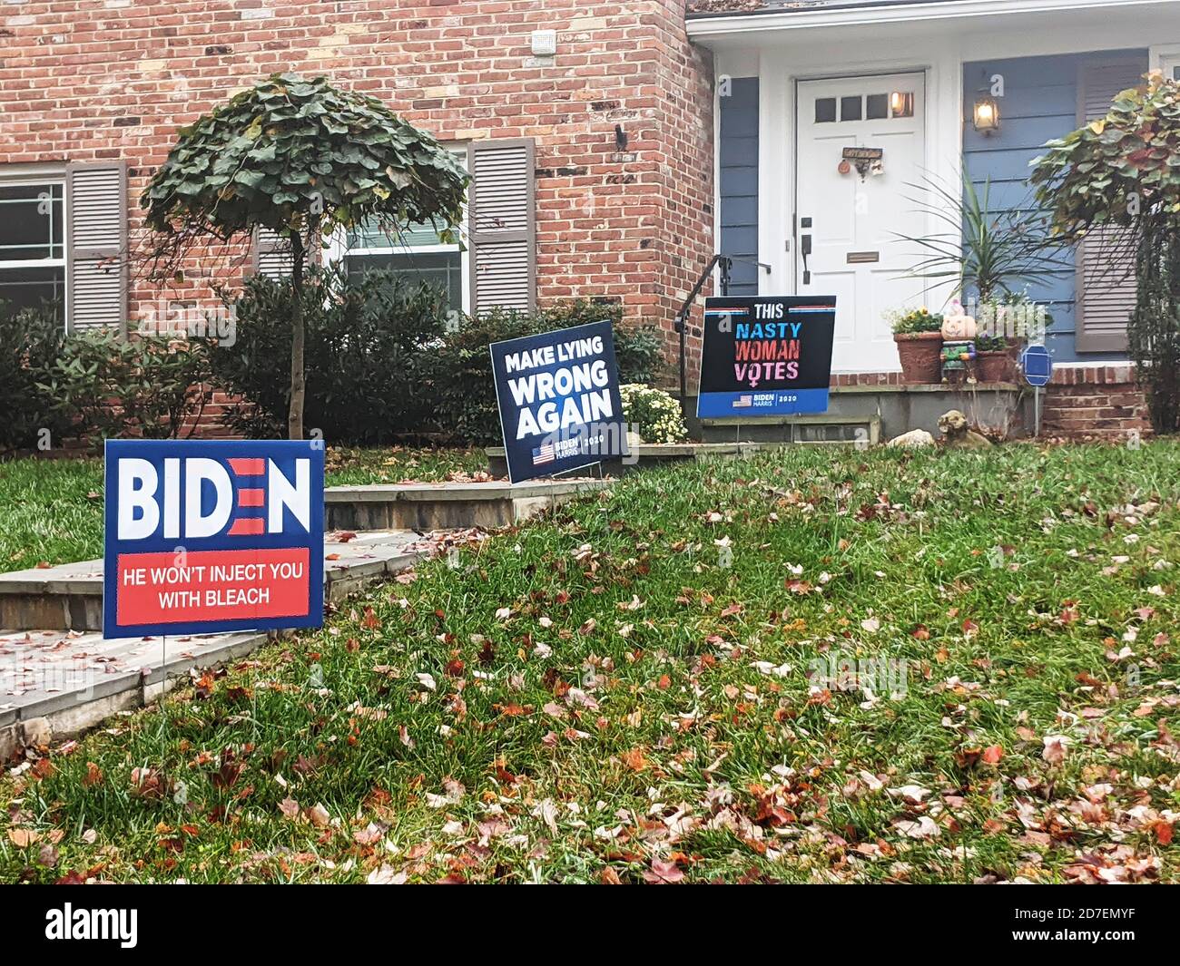 Three political yard signs supporting Joe Biden and Kamala Harris in ...