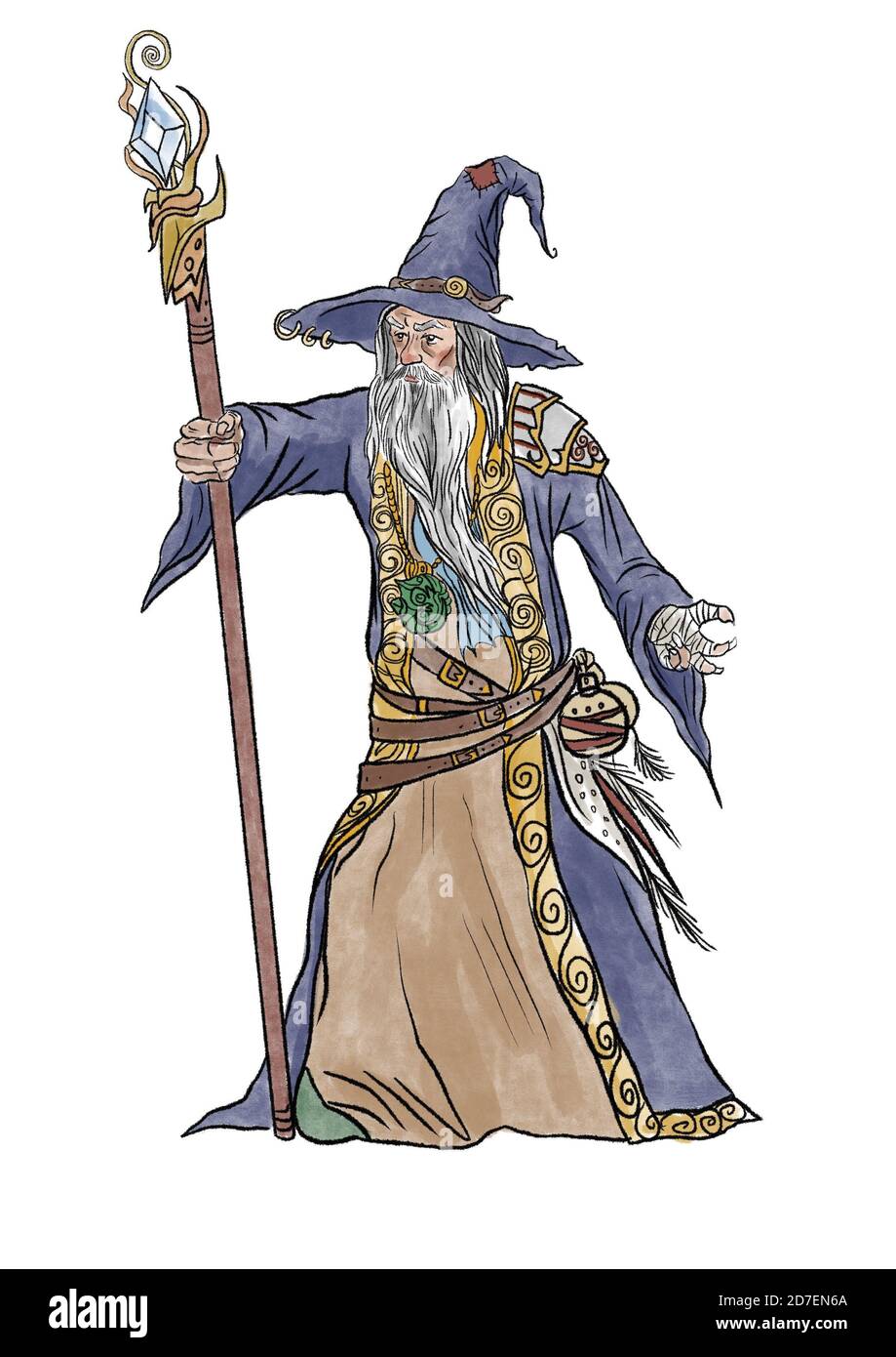 Merlin Wizard Illustration Cut Out Stock Images & Pictures - Alamy