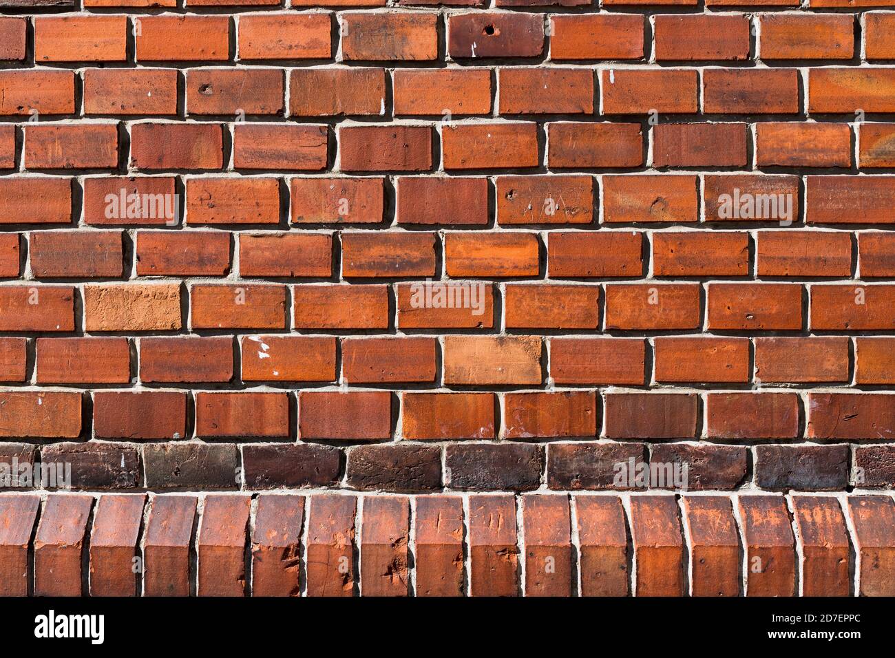 Antique wall of red old bricks in a row Stock Photo - Alamy