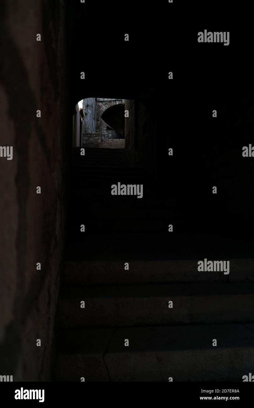 Building scene seen from stair window Stock Photo - Alamy