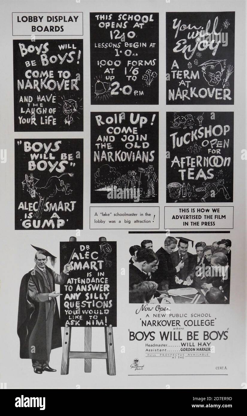 WILL HAY in BOYS WILL BE BOYS 1935 director WILLIAM BEAUDINE based on ...