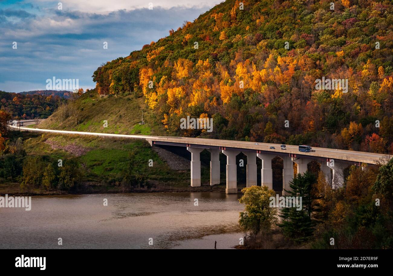 Bucolic rural, autun season highway through fall splendor Stock Photo ...