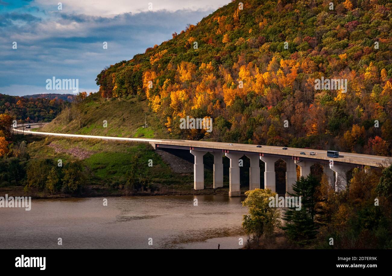 Bucolic rural, autun season highway through fall splendor Stock Photo ...