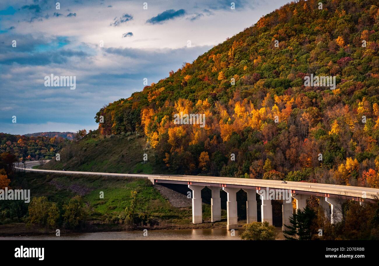 Bucolic rural, autun season highway through fall splendor Stock Photo ...