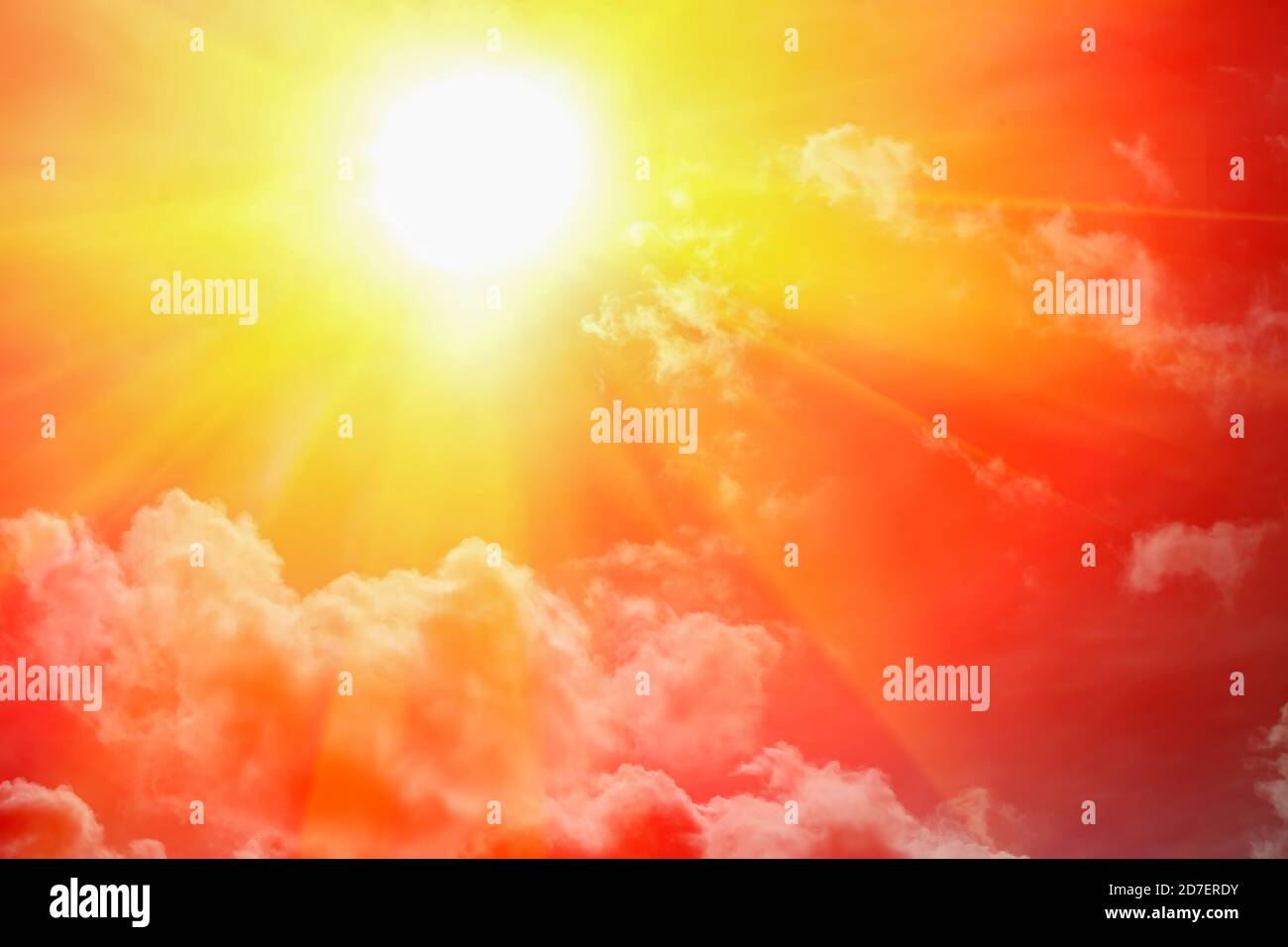 beautiful red sky with sun and clouds Stock Photo - Alamy