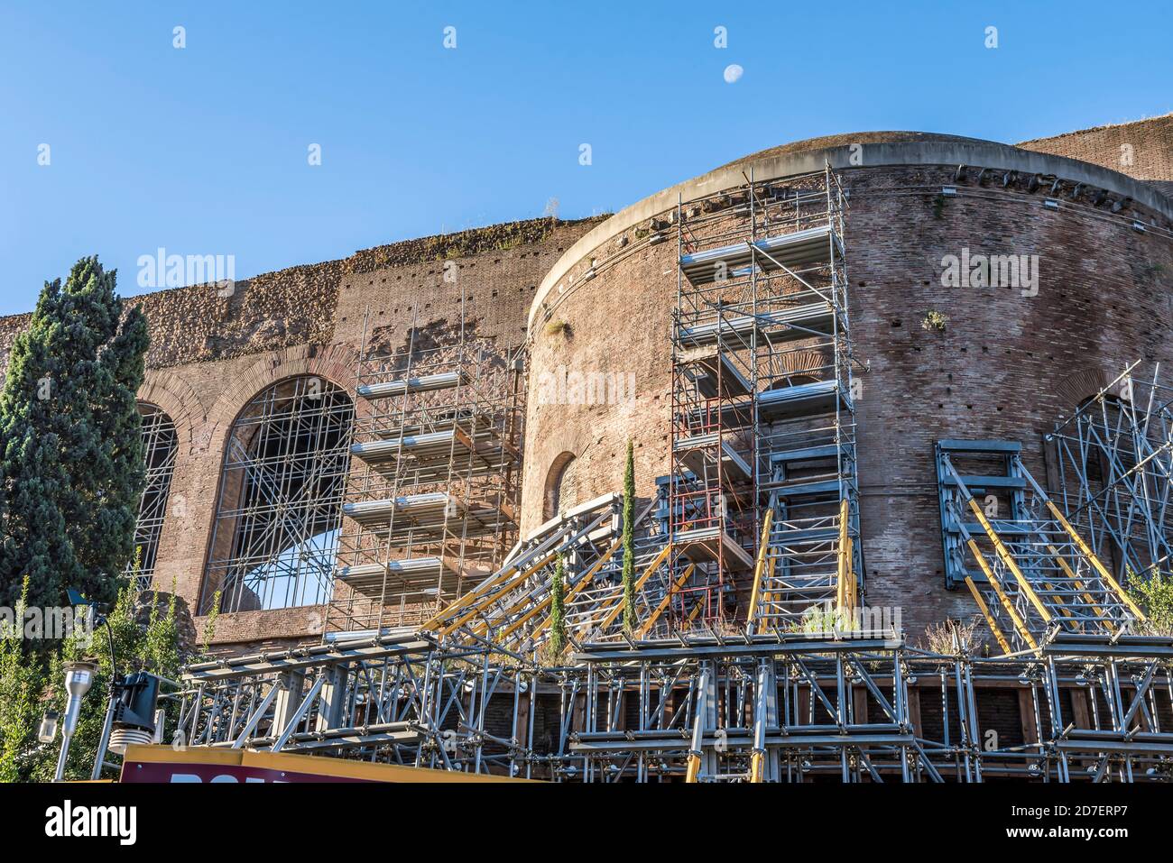 Reconstruction of a historic building with with brick walls and tower ...