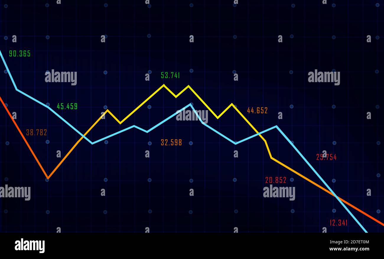Illustration of a financial graph of lines, analyzing stock prices and ...