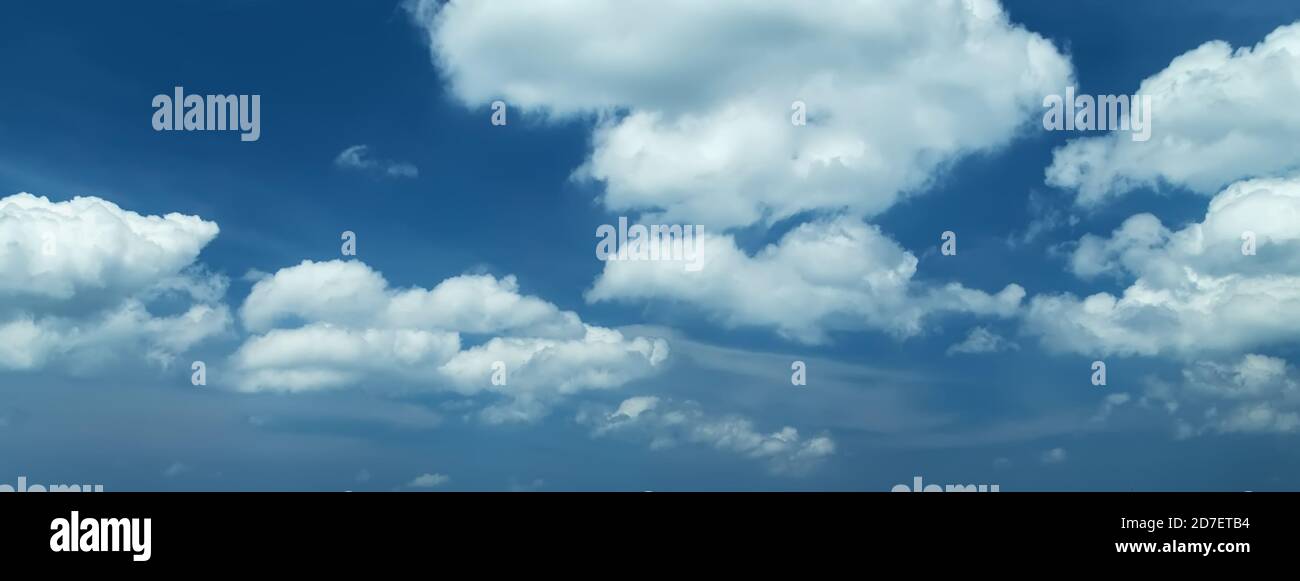 Blue sky with wite clouds panorama background heaven scene texture ...