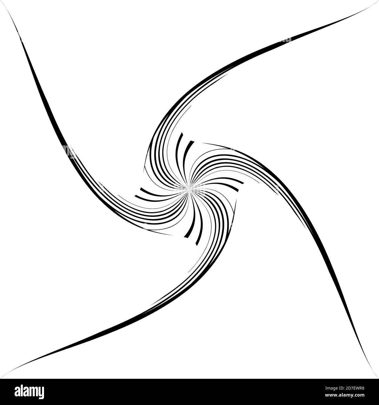 Twist, spiral, swirl and twirl thin op-art element. Abstract rotating ...