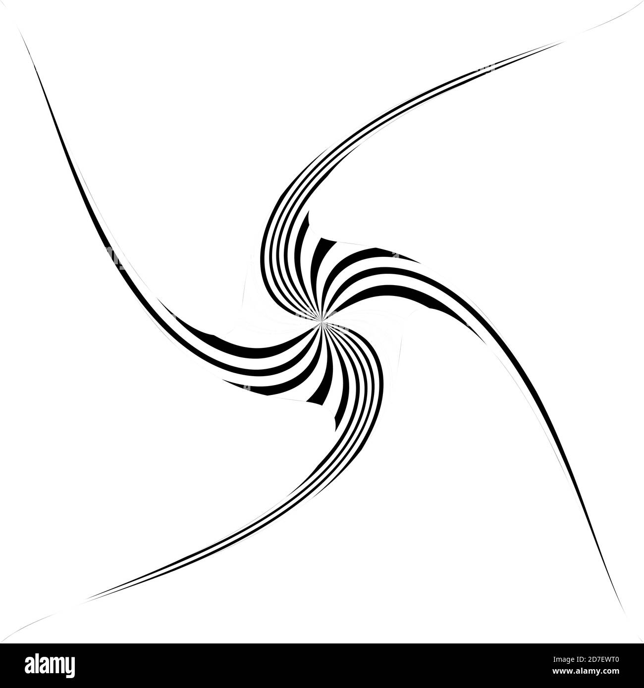 Twist, spiral, swirl and twirl thin op-art element. Abstract rotating ...