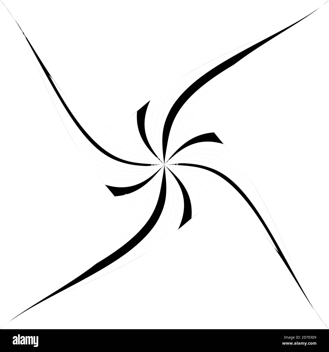 Twist, spiral, swirl and twirl thin op-art element. Abstract rotating ...