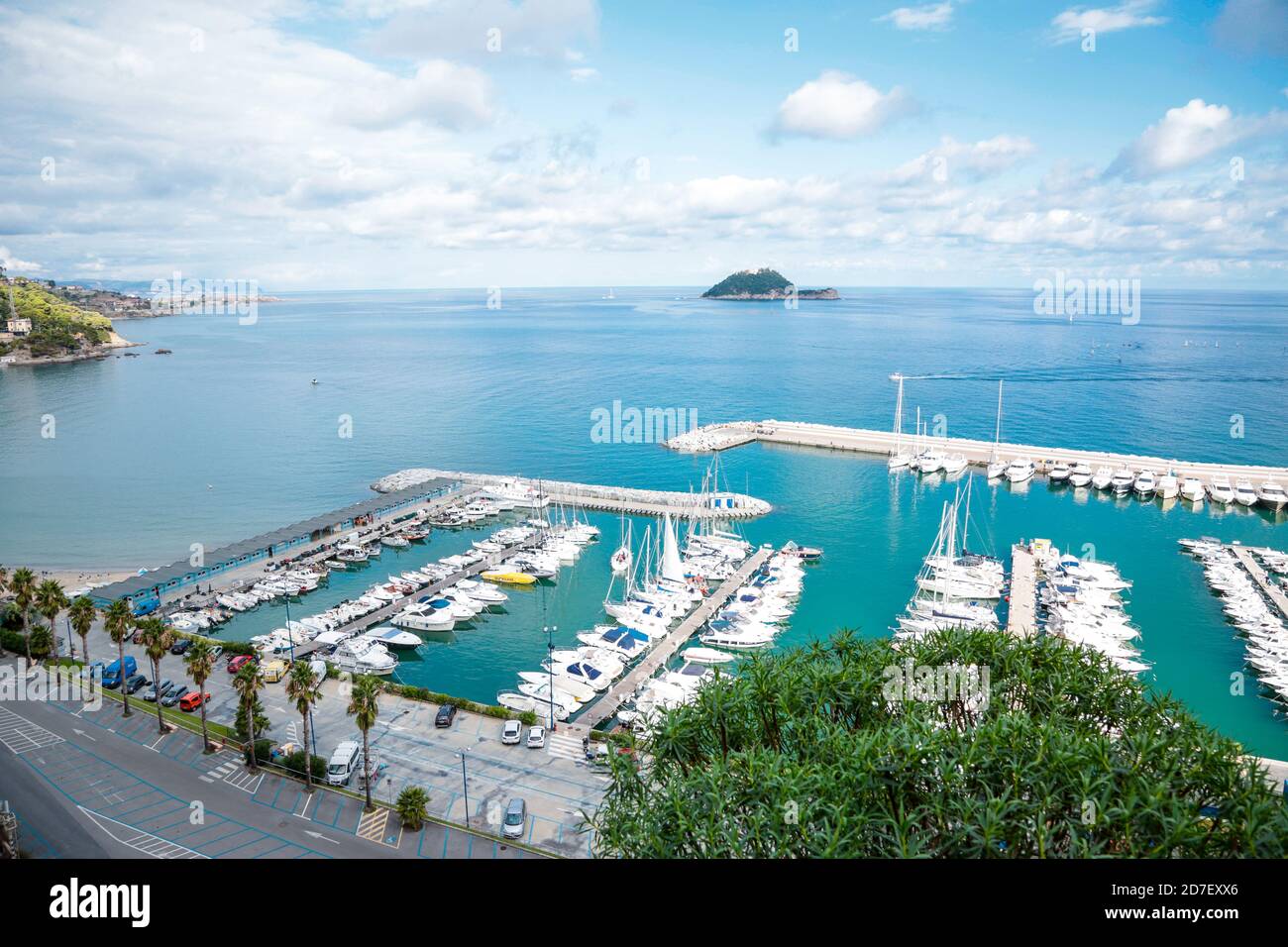 Alassio bay, Italian roman city of the Ligurian riviera, in summer days ...