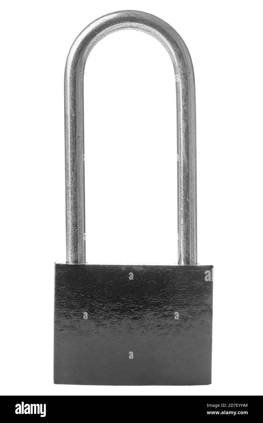 Black padlock isolated on white background. Close up Stock Photo - Alamy