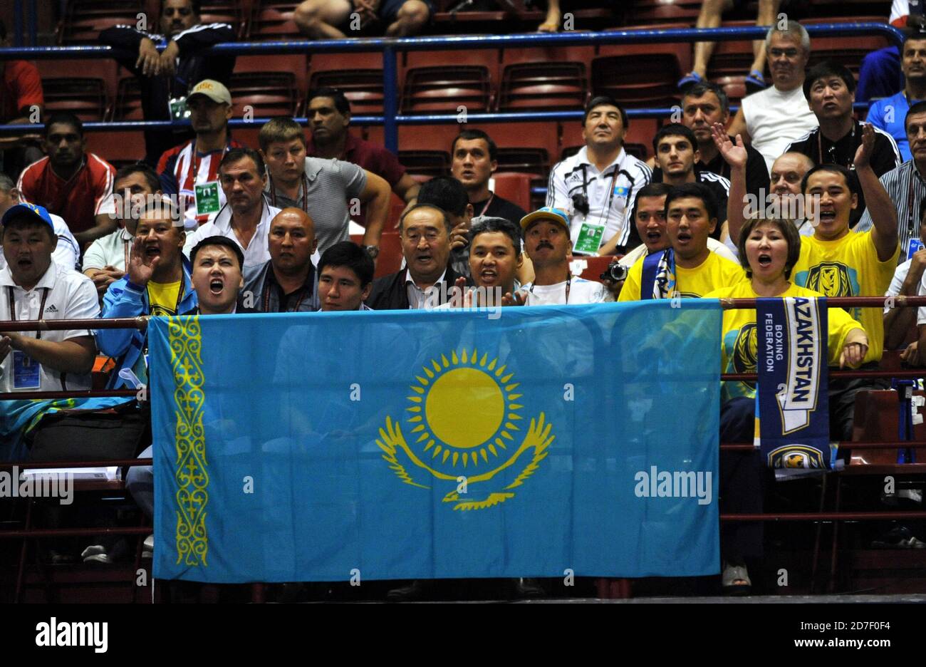 Mongolian fans attend an amateur boxing match during the AIBA World ...