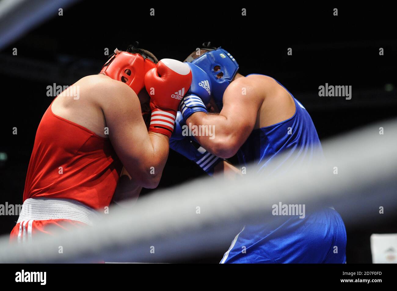 Boxers fighting during an amateur boxing match during the AIBA World ...