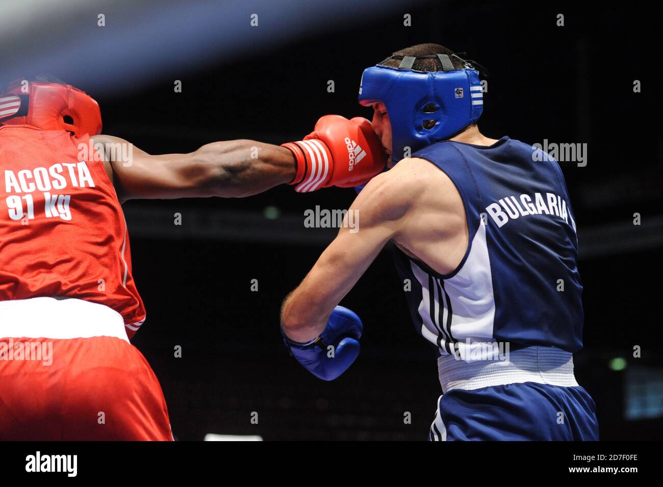 Boxers fighting during an amateur boxing match during the AIBA World ...
