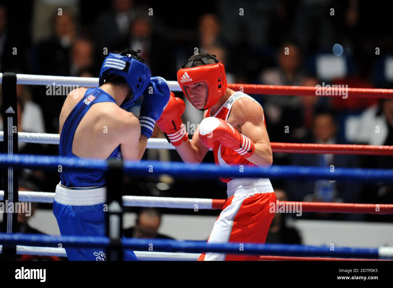 Boxers fighting during an amateur boxing match during the AIBA World ...