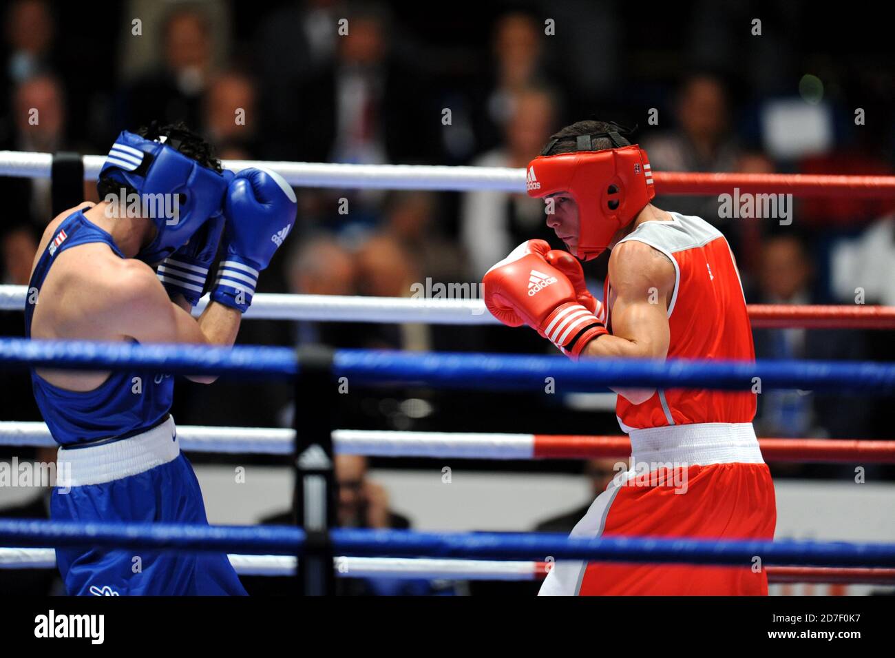 Boxers fighting during an amateur boxing match during the AIBA World ...