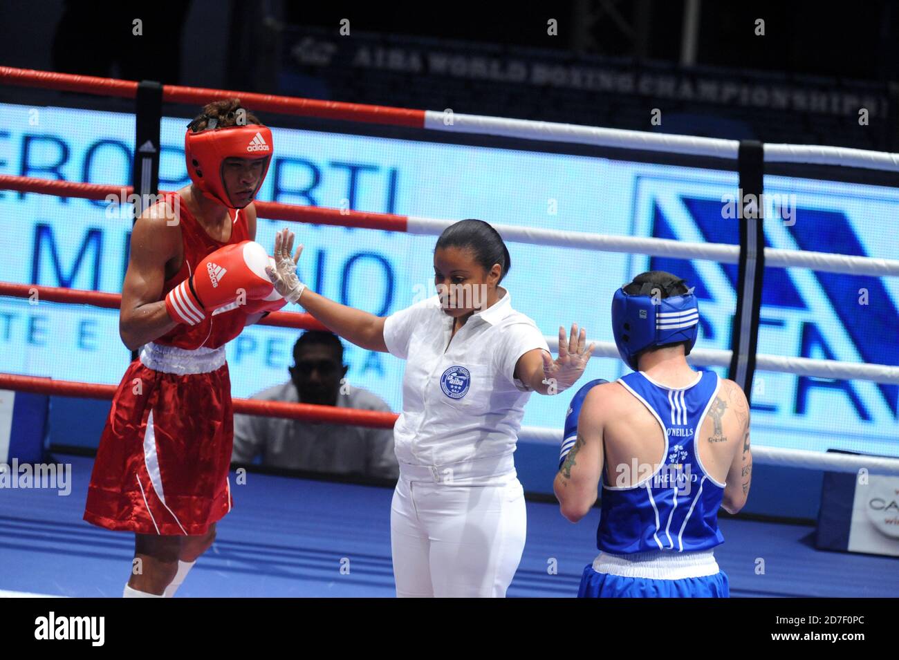 Female refero during an mateur boxing match during the AIBA World ...