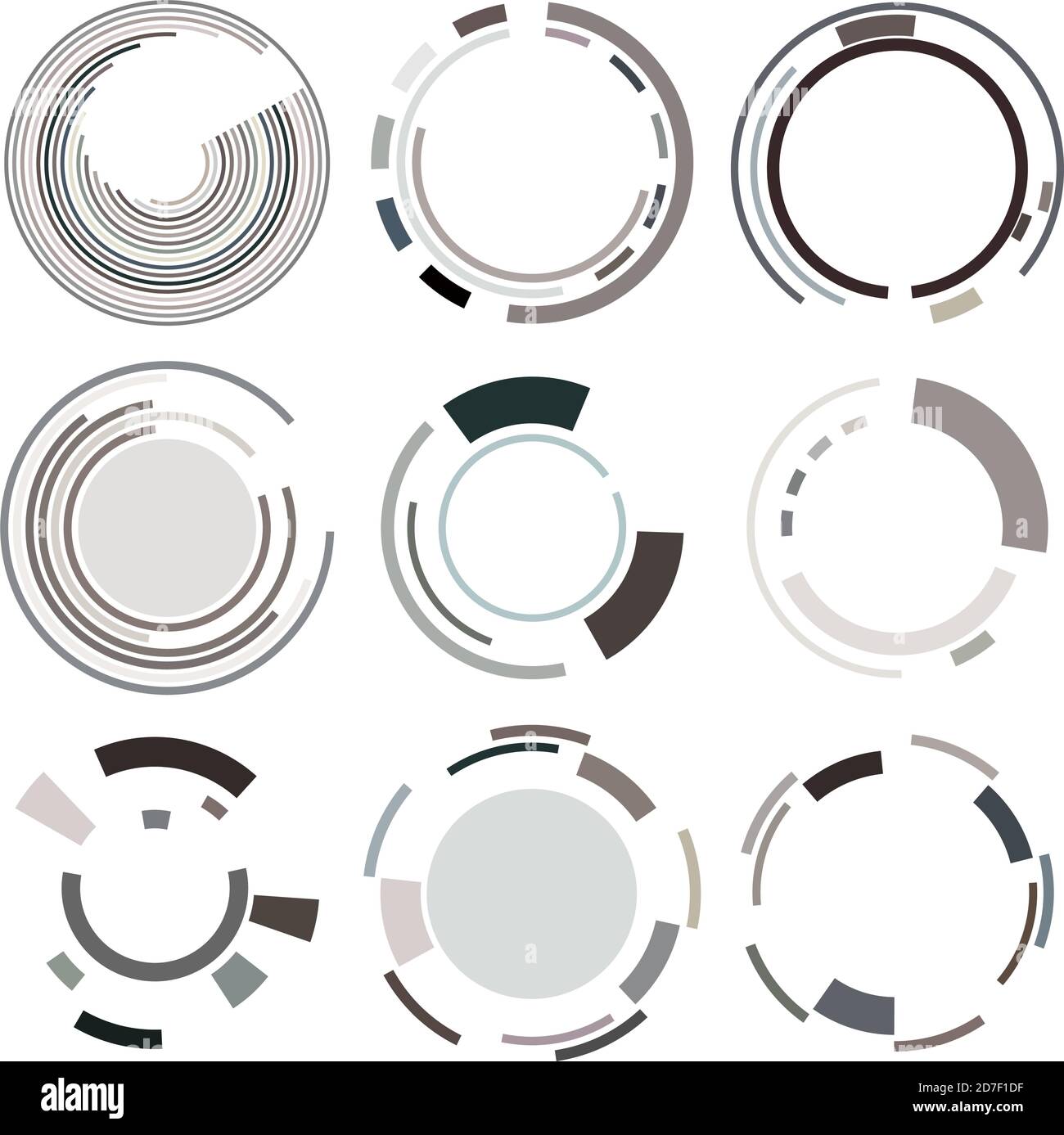 Cyber-cyberpunk, sci-fi geometric circles, rings. Hi-tech HUD elements ...