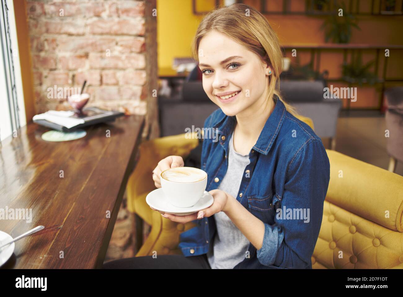 woman in suit cup drink lifestyle elegant style communication leisure ...