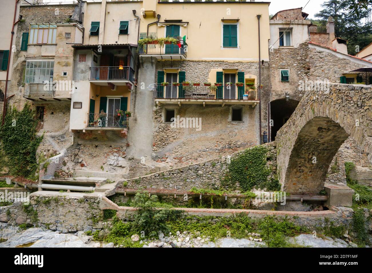 Zuccarello architectures and historical bridge, medieval town near ...
